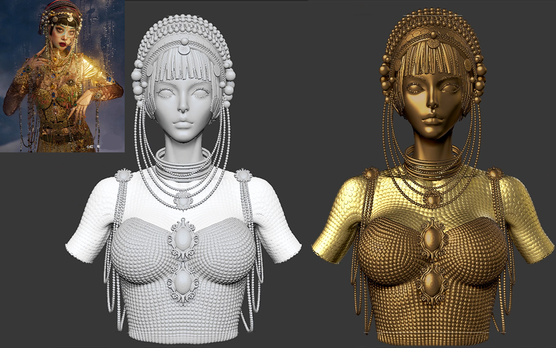 【零基础必看ZB教程】zbrush爱死机人物雕刻,女性人物角色雕刻/上色...