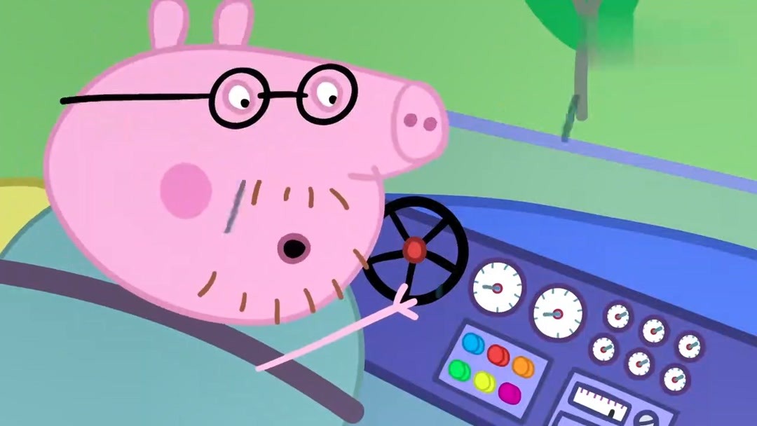 小猪佩奇:猪爸爸好笨啊,找不到汽车棚子按钮,误开雨刷器