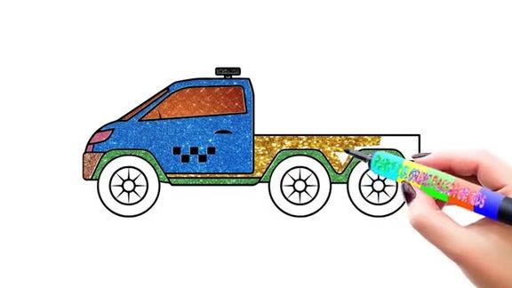 亲子简笔画:金粉大卡车
