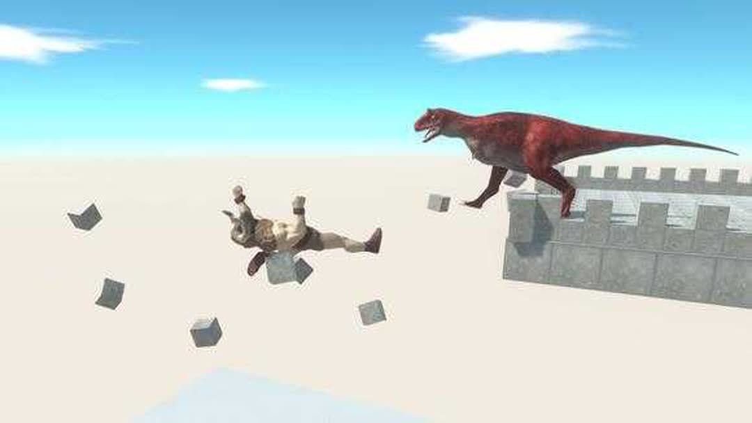 野兽战争模拟器:通体红色的恐龙,大战天空之城