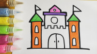 儿童简笔画教程,画一座彩色的城堡,3-12岁小朋友学习画画