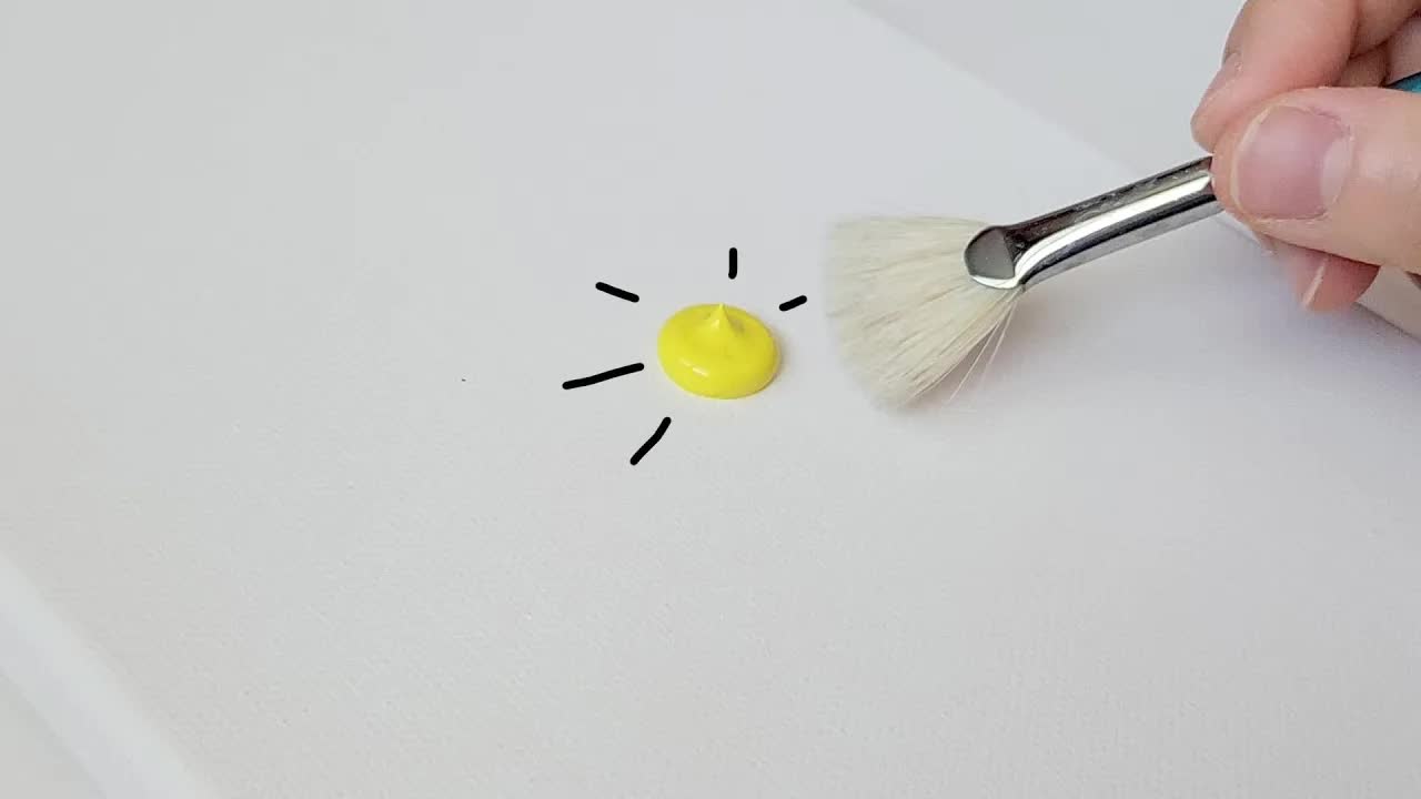 新年的日出/简单的丙烯画--入门教你学画画教程