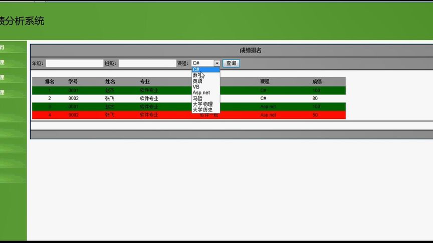 asp.net679学生成绩分析系统#毕业设计