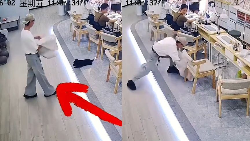 流浪狗进店内避暑,却被一男子麻袋套住暴摔,狗惨叫不止没人阻止