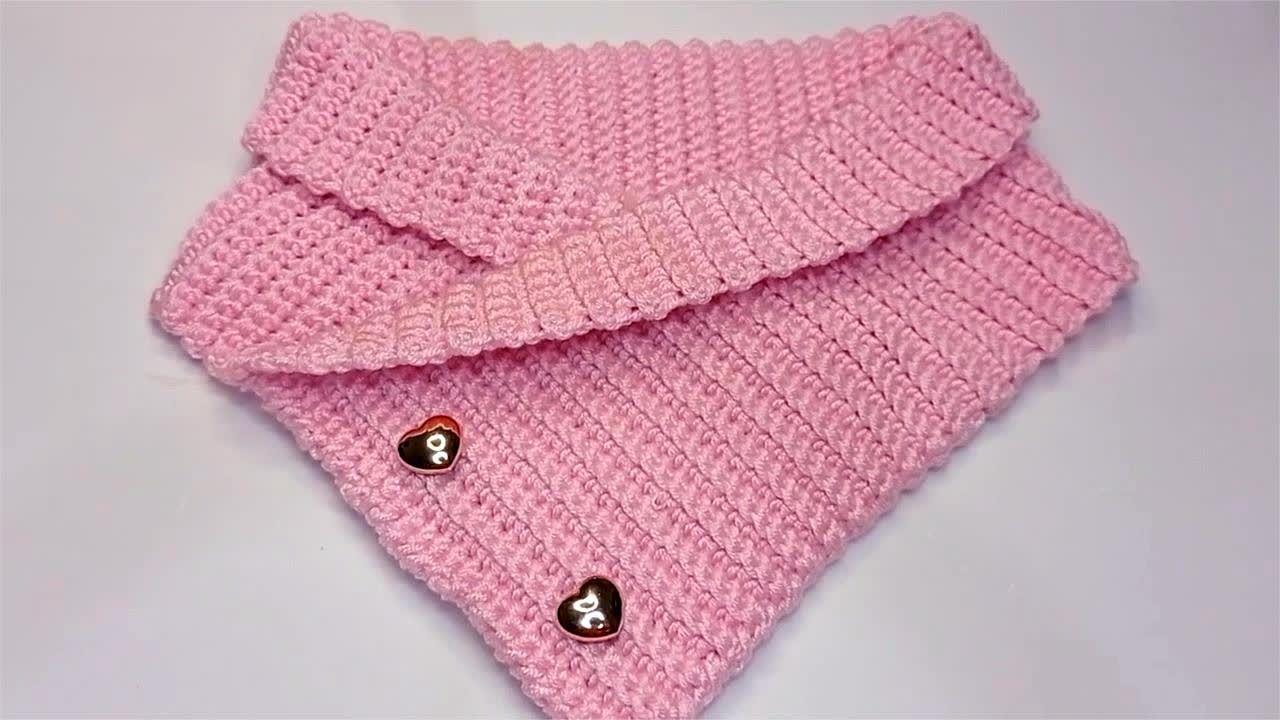 秋冬款钩针领子围巾,设计新颖,简洁漂亮,容易编织,适合新手