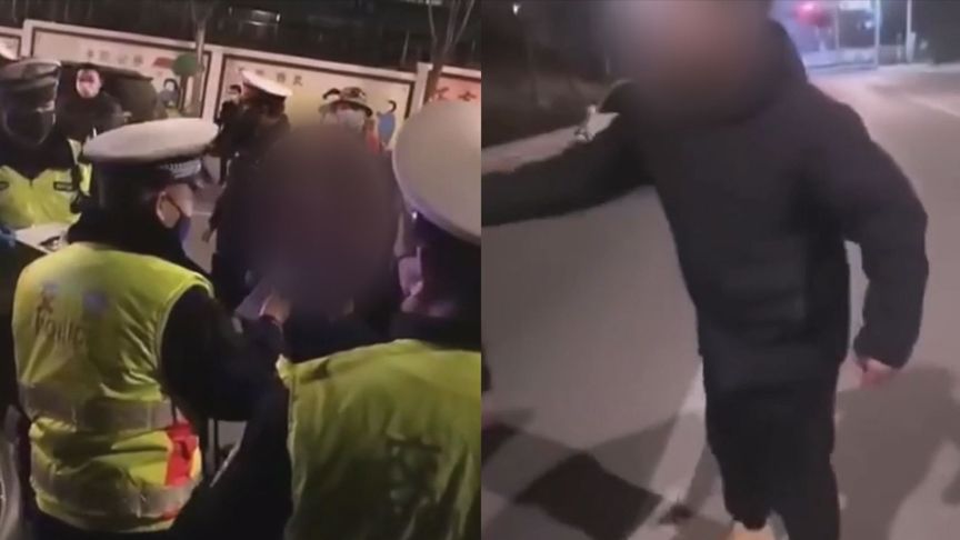 泰安一男子驾车闯卡 与两辆电动车一名行人发生碰撞 经查为醉驾