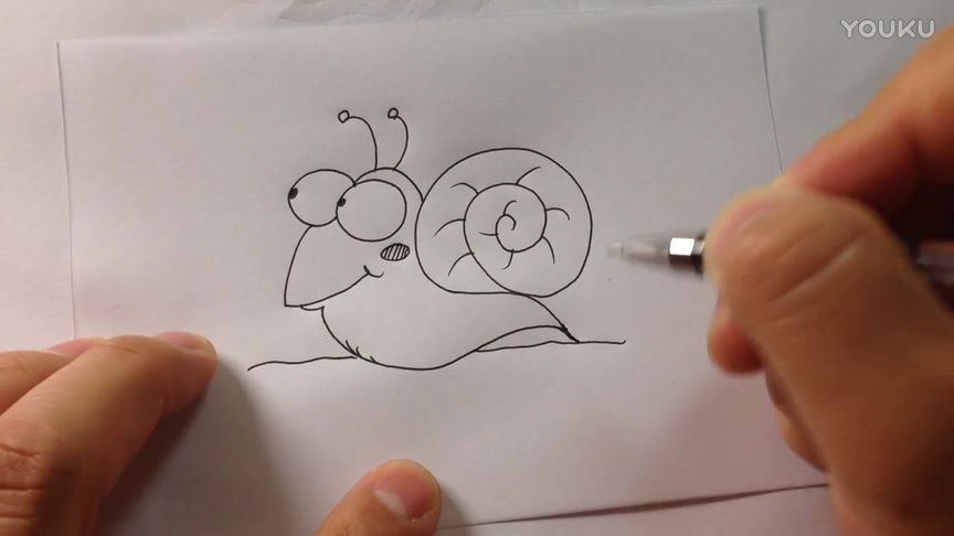 儿童简笔画入门教程视频,可爱小蜗牛的简单画法