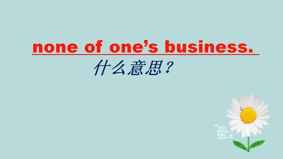 “不关某人的事”用英语怎么说?none of one's business,很实用