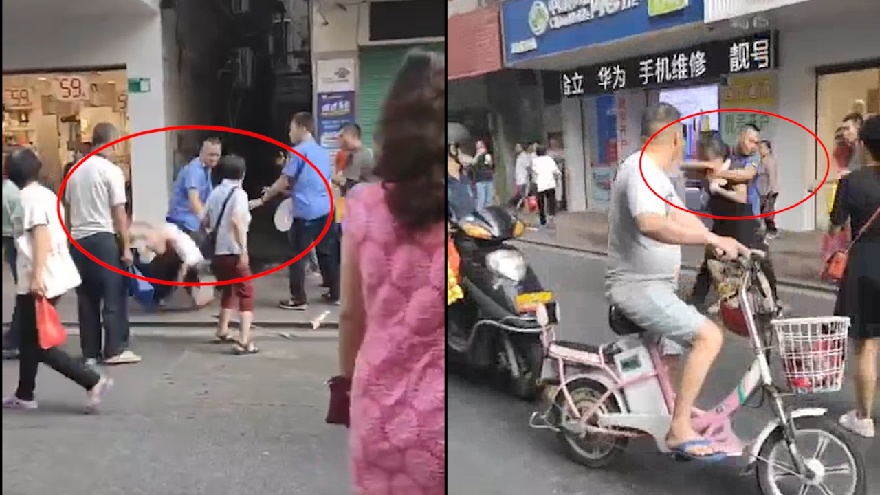 城管队员执法时与群众起冲突,抱起狠摔致女子倒地:已停职调查