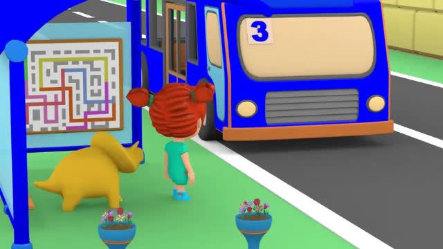 宝宝坐公交车,趣味动画教会宝宝独立生活,还要可爱的恐龙