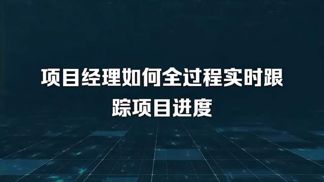项目经理如何全过程实时跟踪项目进度