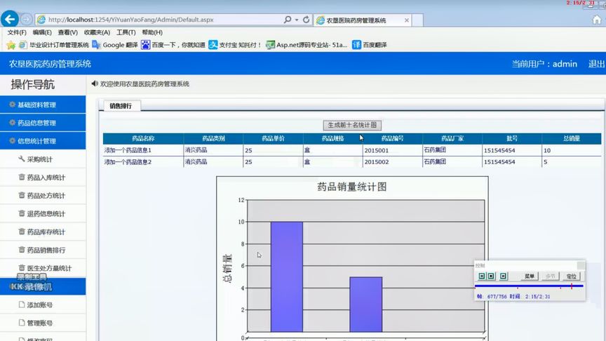 asp.net医院药房管理系统医院药品管理系统药品进销存系统