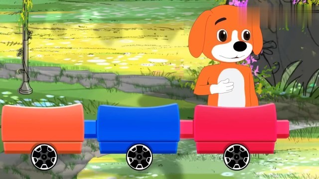 儿童趣味动画:小狗坐着小火车,还撑起了可爱的小雨伞!
