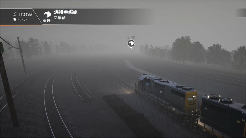 模拟火车内燃机GP38-2雨天夜间操作驾驶