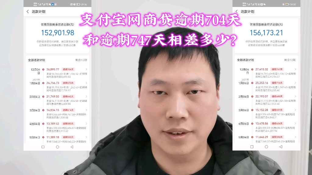 支付宝网商贷逾期704天和747天,罚息增加了多少?