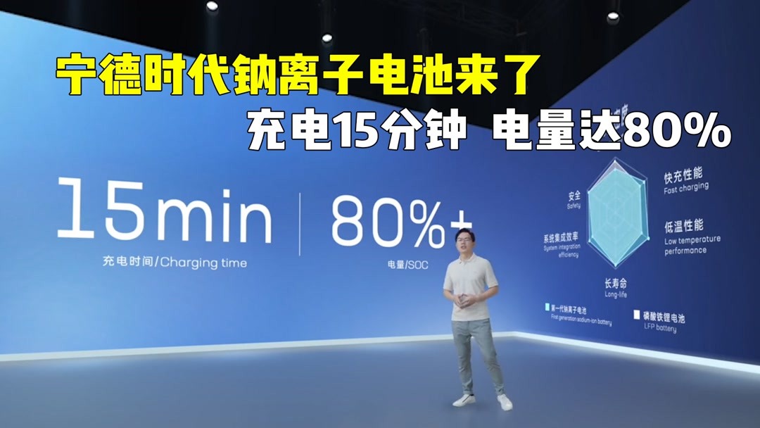 宁德时代钠离子电池来了!充电15分钟,电量达80%