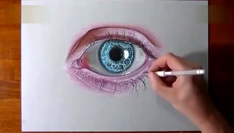 超逼真3D写实疯狂的眼睛绘画视频教程