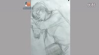 素描半身像——趴在桌上的男青年的画法