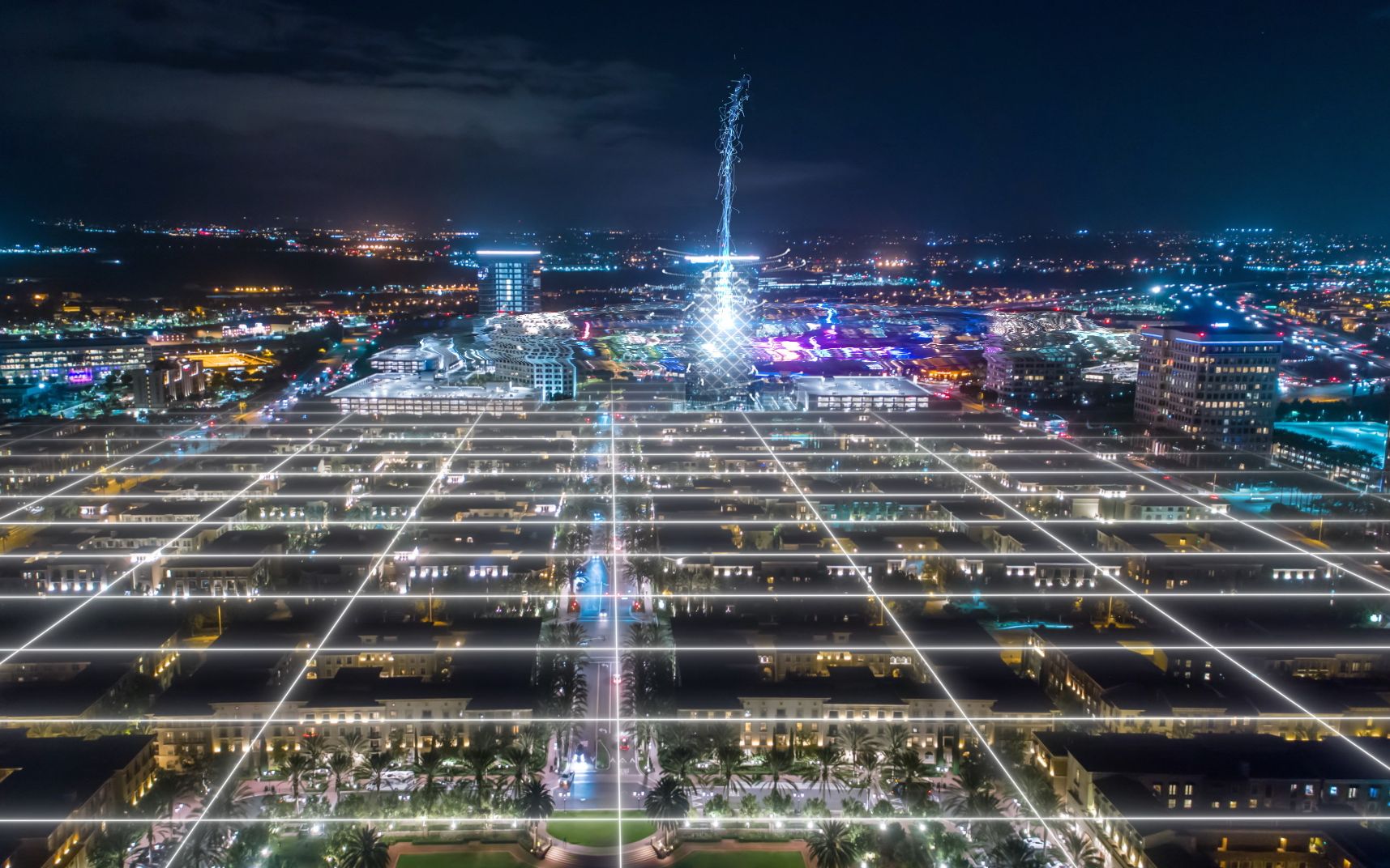 航拍夜景实景合成