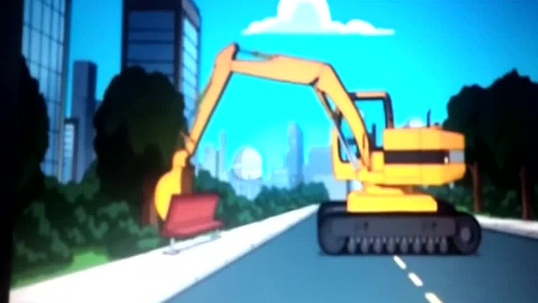 挖掘机工作表演动画卡通!挖掘机模拟工作视频表演藏