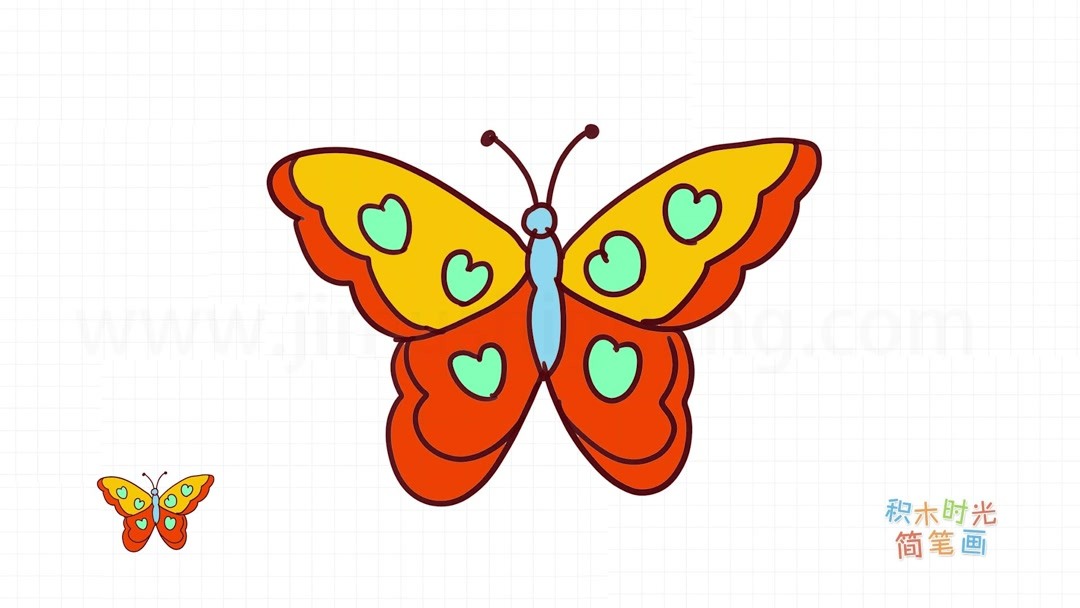 动物简笔画大全,画一只心形纹理的蝴蝶简笔画
