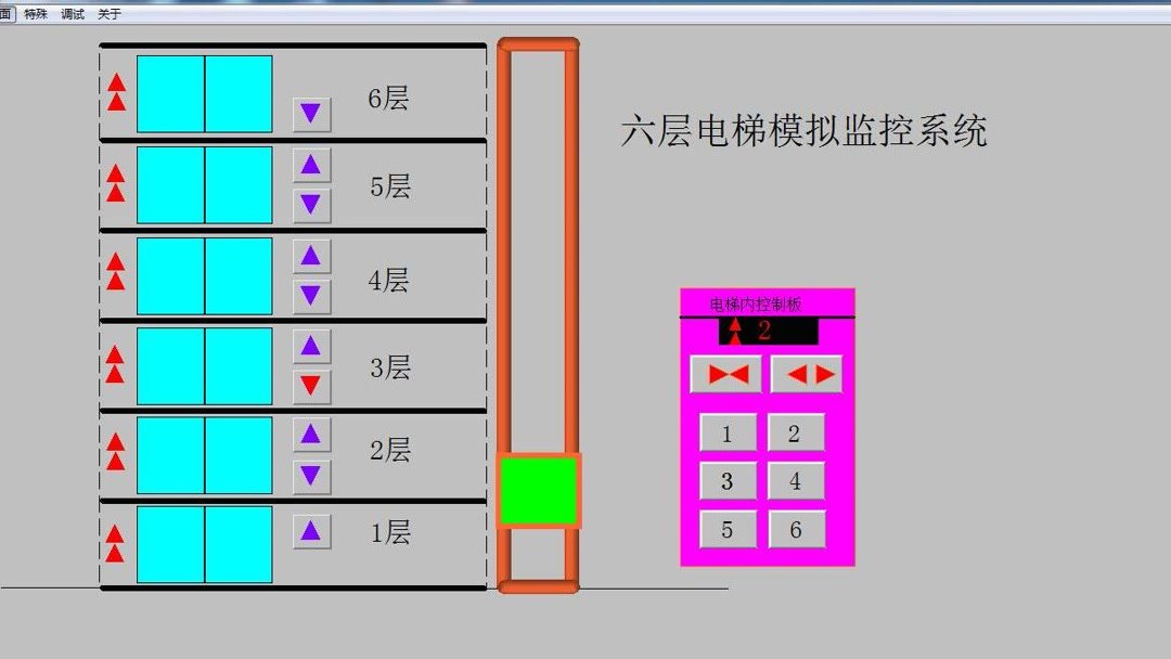基于组态王6.55 六层电梯组态模拟仿真 电梯组态 六层电梯