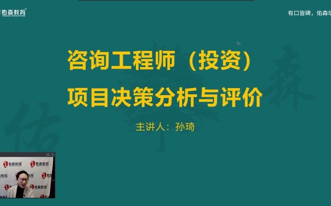 孙琦最新咨询工程师(投资)项目决策分析与评价概论(一)