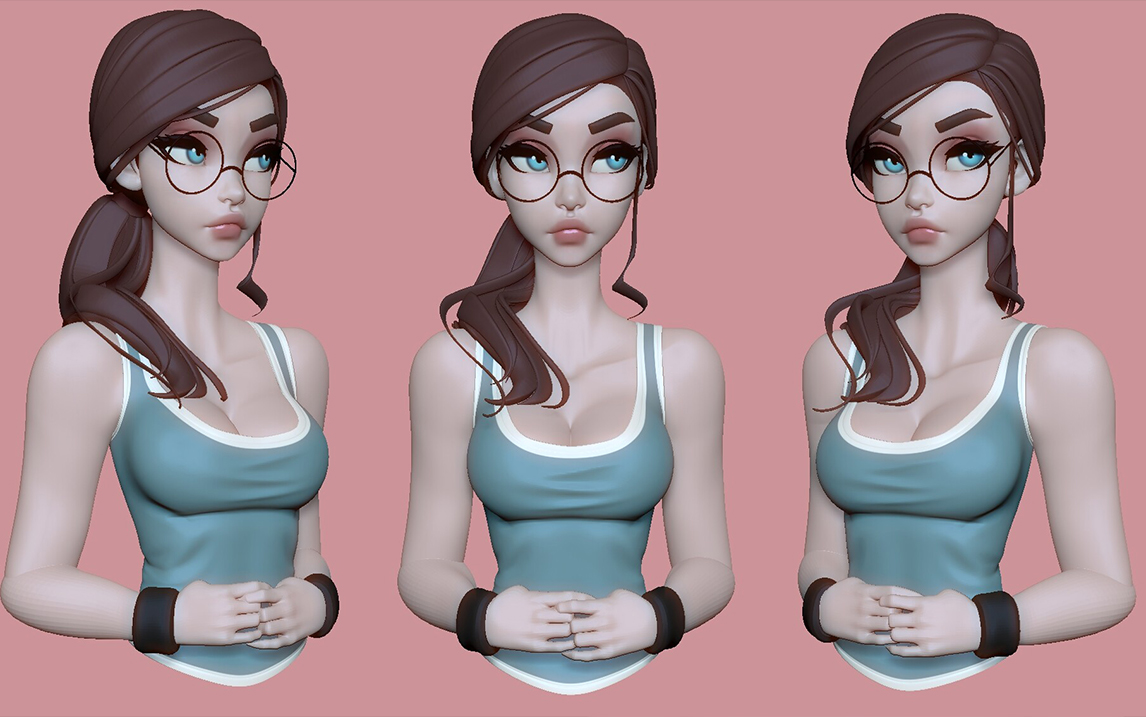 【zbrush人物建模】zbrush新手人物建模教程——性感美女学霸模型制作