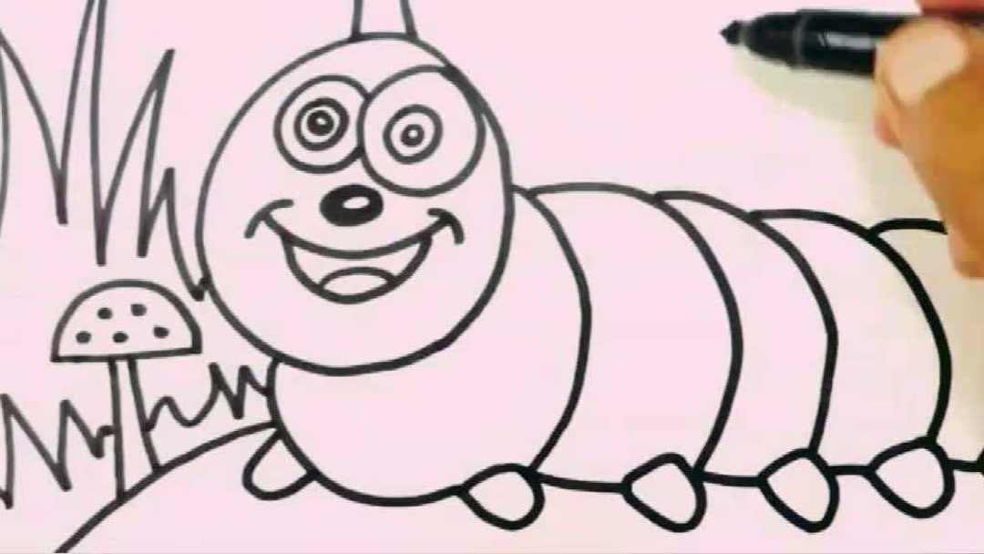 小猪佩奇儿童简笔画课程,和佩奇一起画一起学,可爱的毛毛虫宝宝