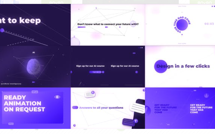 AE模板-创意海报模板 商务海报 技术海报视频镜头跟随移动效果的