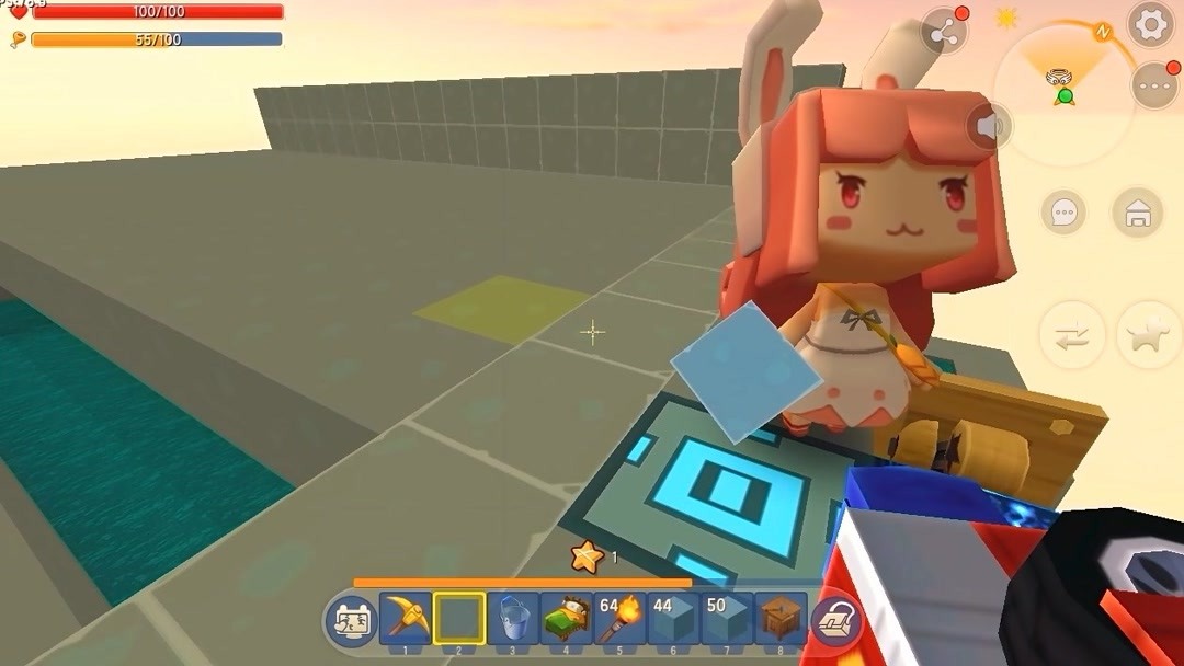 迷你世界带妹生存16:半仙带着兔美美建造6层刷怪塔上,累到虚脱