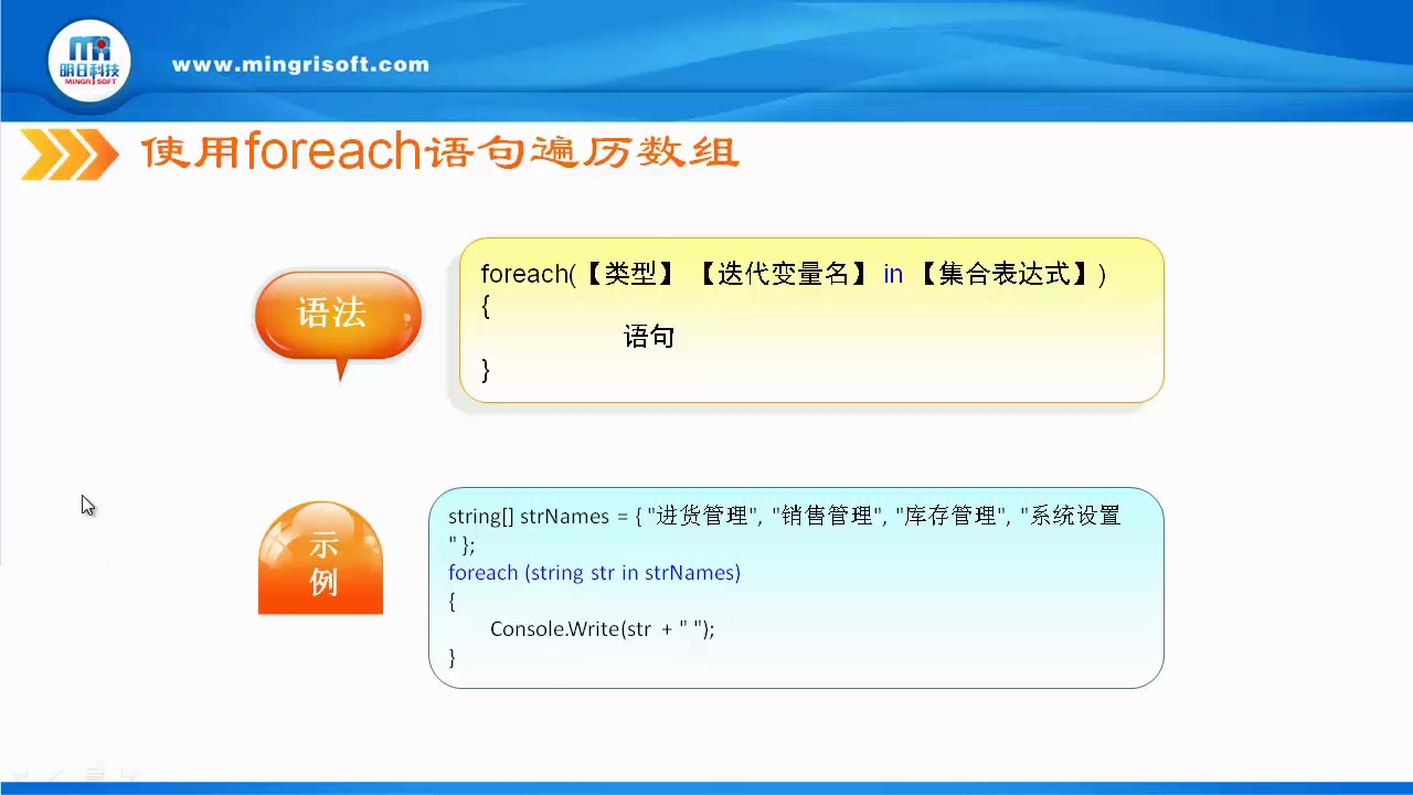 使用foreach语句遍历数组