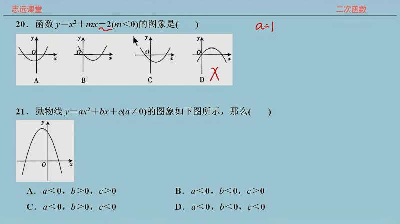 初中数学,二次函数同步练习题,判断系数的符号