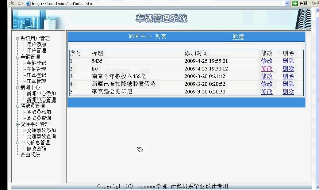 车辆管理系统(asp.net+sqlserver)【源码+数据库脚本+论文】