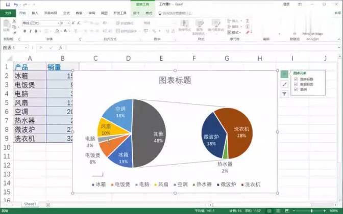 excel制作复合饼图