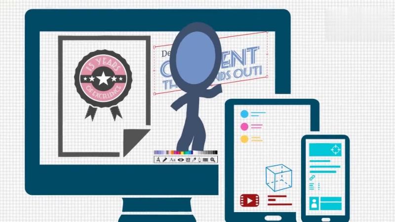 火柴人系列MG简介卡通动画企业宣传片业绩文字幕动画片头AE模板