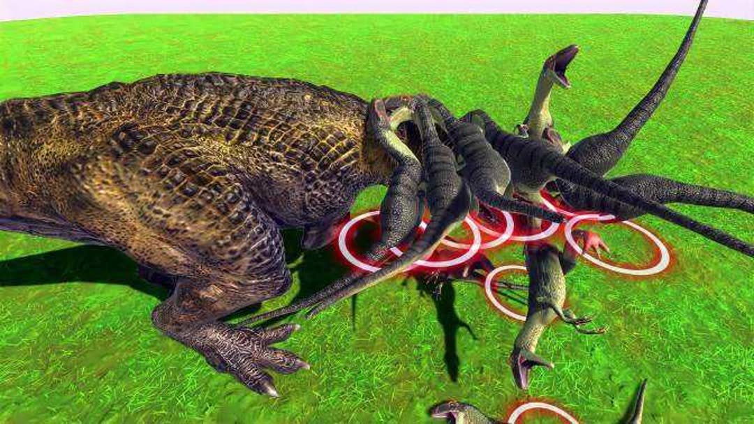 动物战争模拟:十个霸王龙幼崽VS一个成年霸王龙一口一个嘎嘣脆