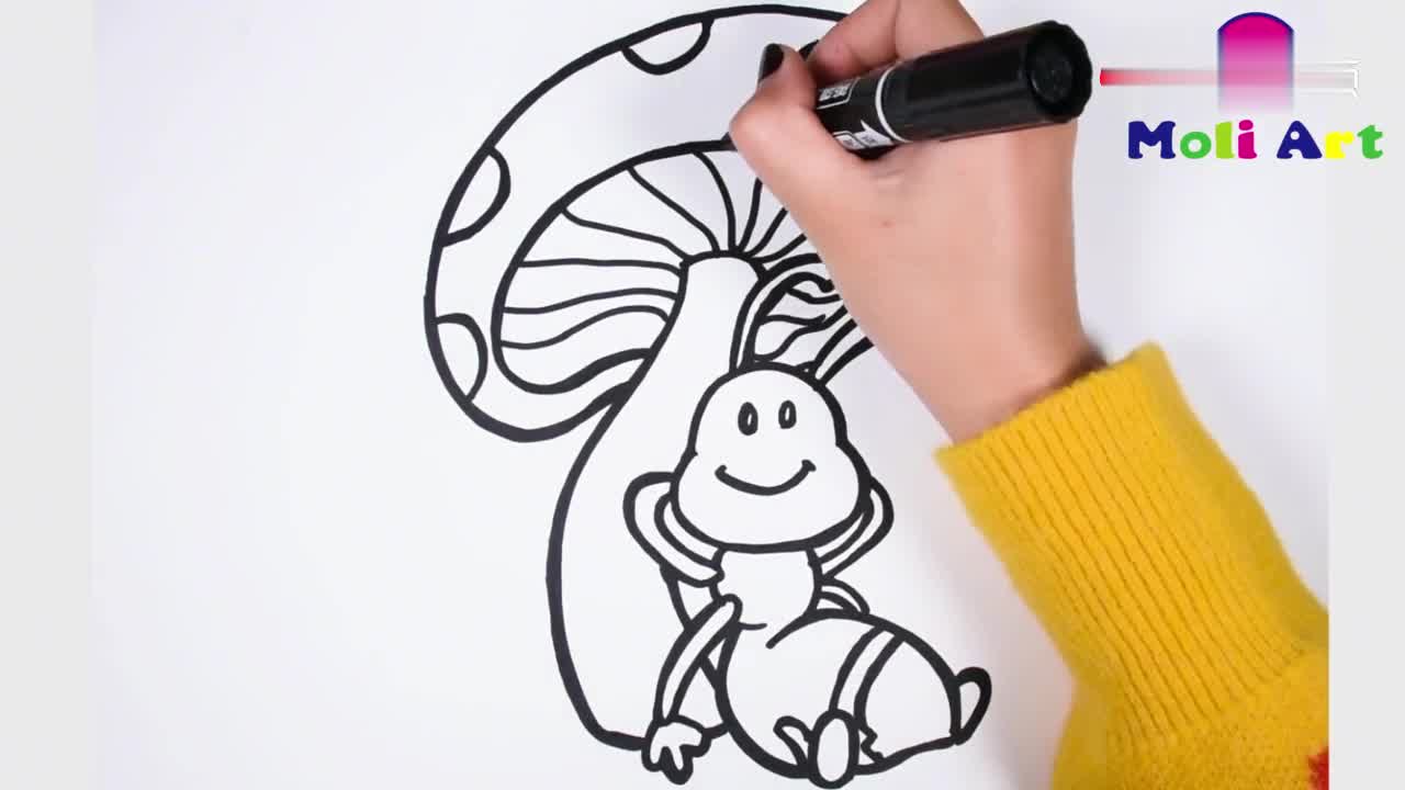 简笔画蘑菇蚂蚁简笔画图片大全儿童画幼乐园画画作业简笔画学英语