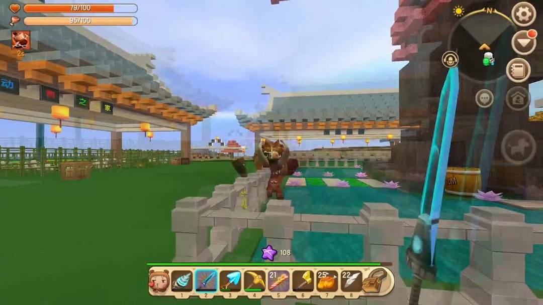 小宇迷你世界联机高级生存209-迅猛龙太脆弱,被我用过烤全鸡砸晕