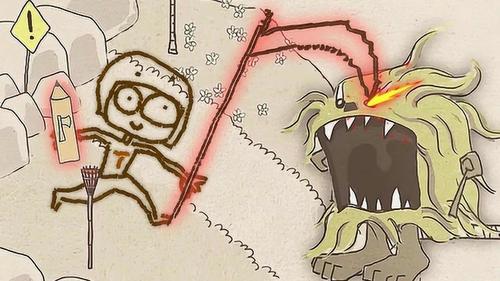 画个火柴人 掏出青龙偃月刀对付想把我踩扁的大脚怪!