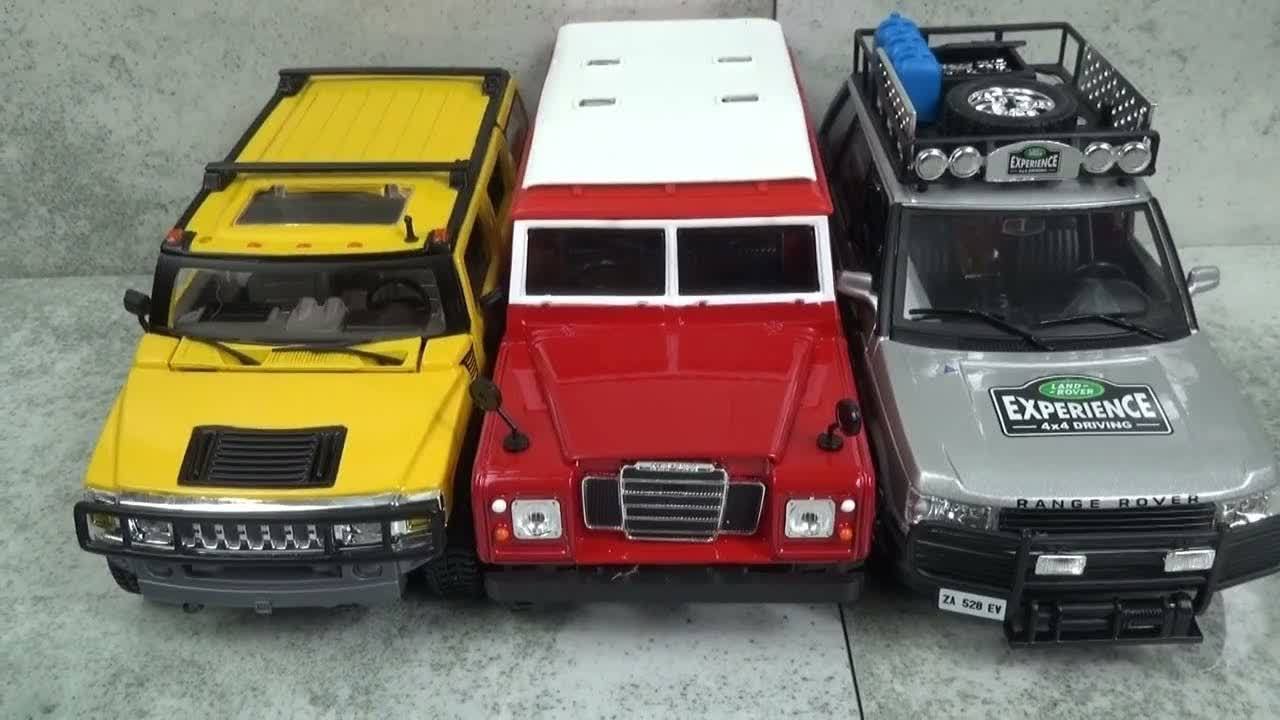 三种越野车和彩色卡车模型玩具