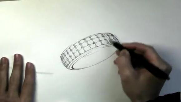 珠宝设计之密镶钻戒手绘