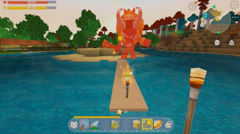 迷你世界82:我要在沙漠里盖房子,在河边收集沙块,来了2个怪物