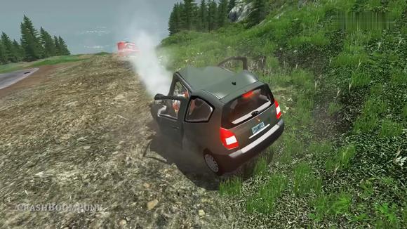 BeamNG模拟汽车高速碰撞车祸