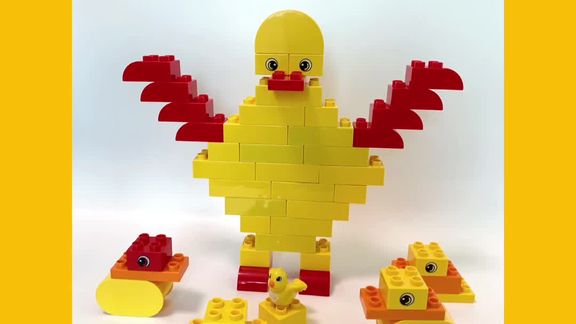 9090基础套装,第3课《鸡妈妈和孩子们》#齐舞贺新春 #大颗粒积木