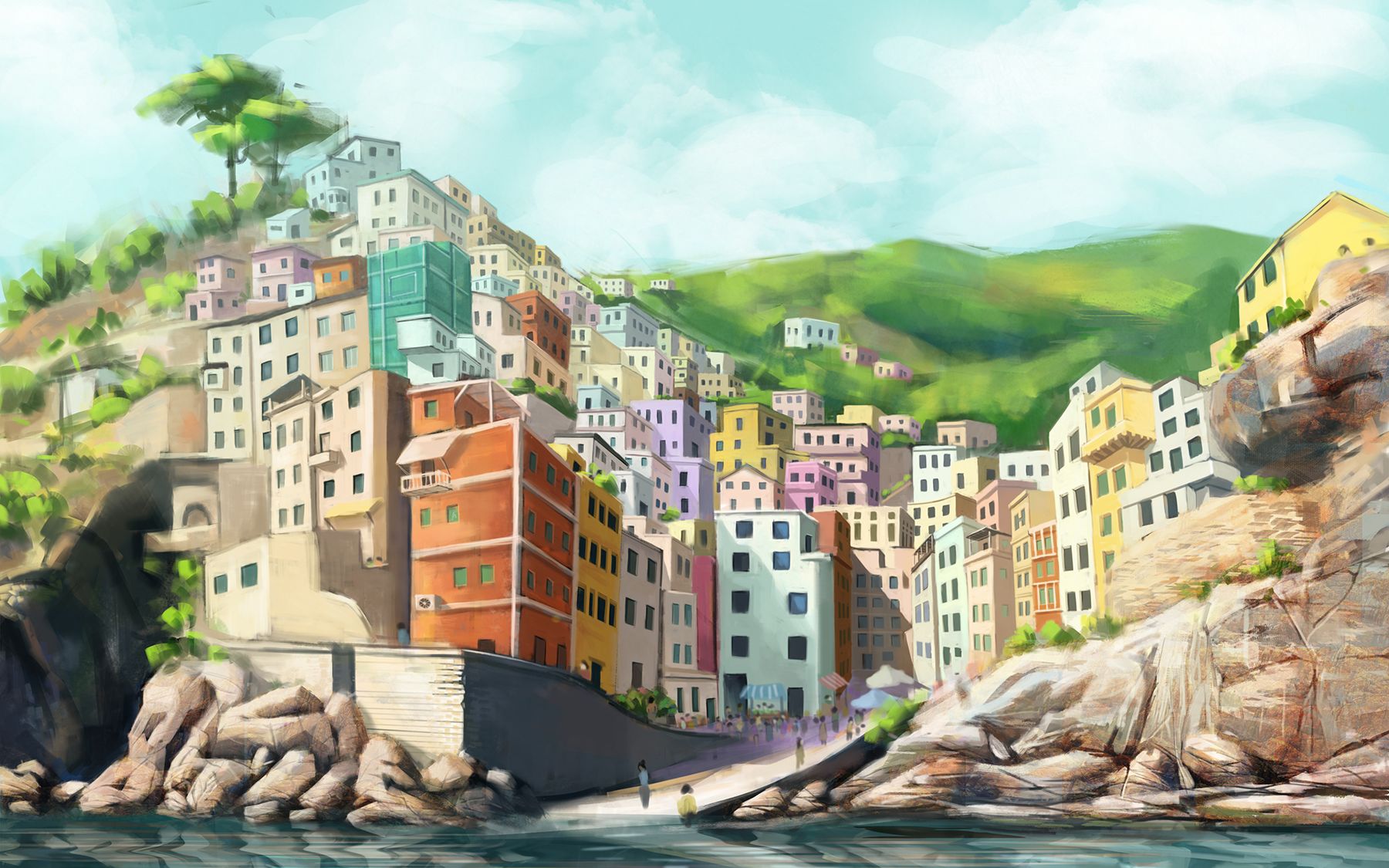 【PS板绘过程】风景练习