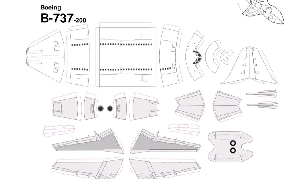 737-200纸模型制作