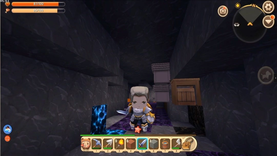 迷你世界极限战神,挖矿定位地牢找到六颗钻石