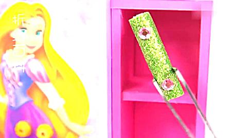 给长发公主做迷你房间,有床、衣柜、书桌等物件,创意手工diy