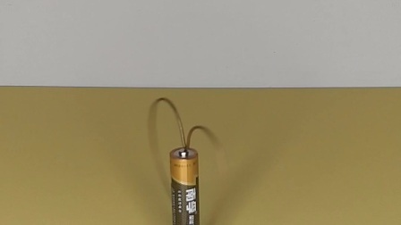 【趣味物理实验】铜线、磁铁、电池做成的世界上最简单的电动机。